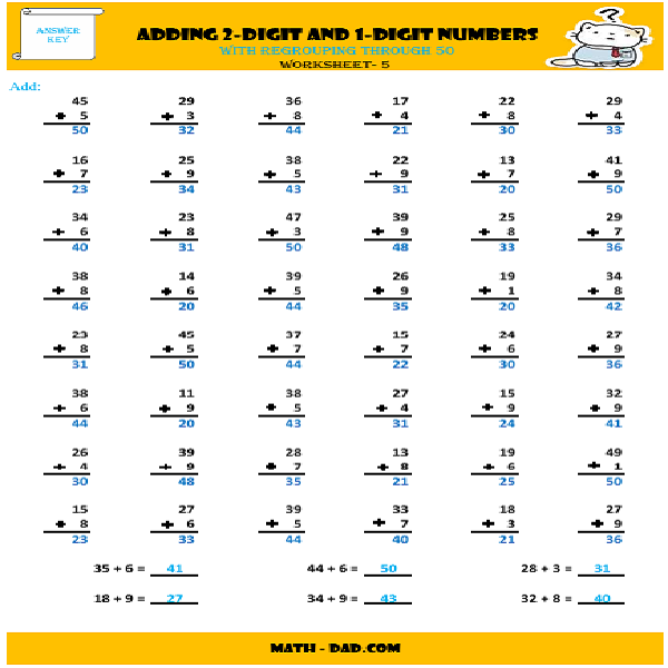 2-Digit Addition With Regrouping - Math Dad