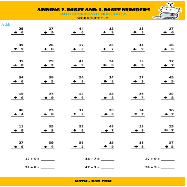 2-Digit Addition With Regrouping - Math Dad