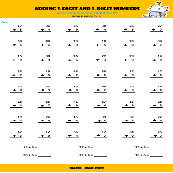 2-Digit Addition With Regrouping - Math Dad